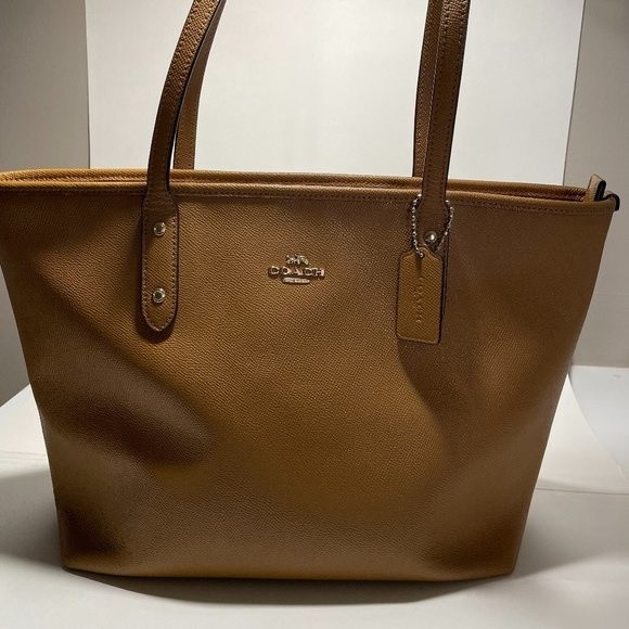 Coach | Bags | Coach F58846 Cross Grain City Zip Top Tote Handbag Camel ...